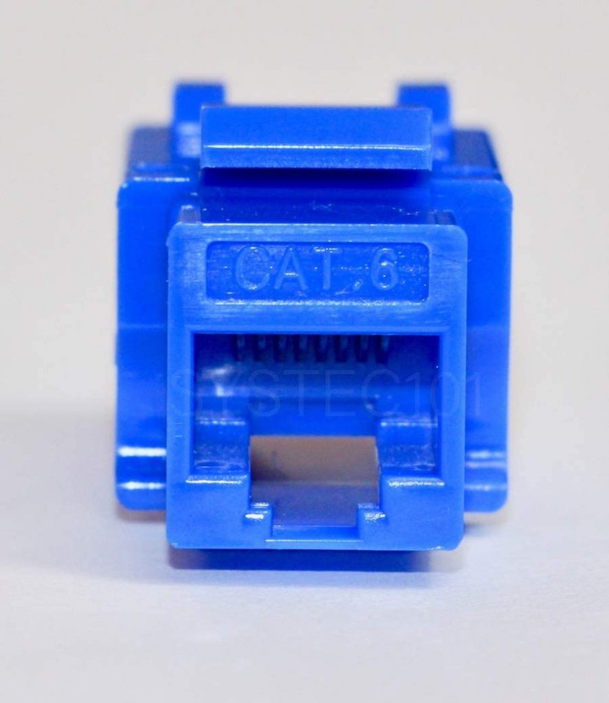 20-Pack Blue CAT6 Keystone Jacks Blue, Solid Wire 22-26AWG, RJ45, Pass ...
